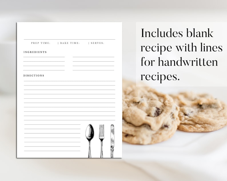 Printable Recipe Template Printable Recipe Binder Kit | Etsy