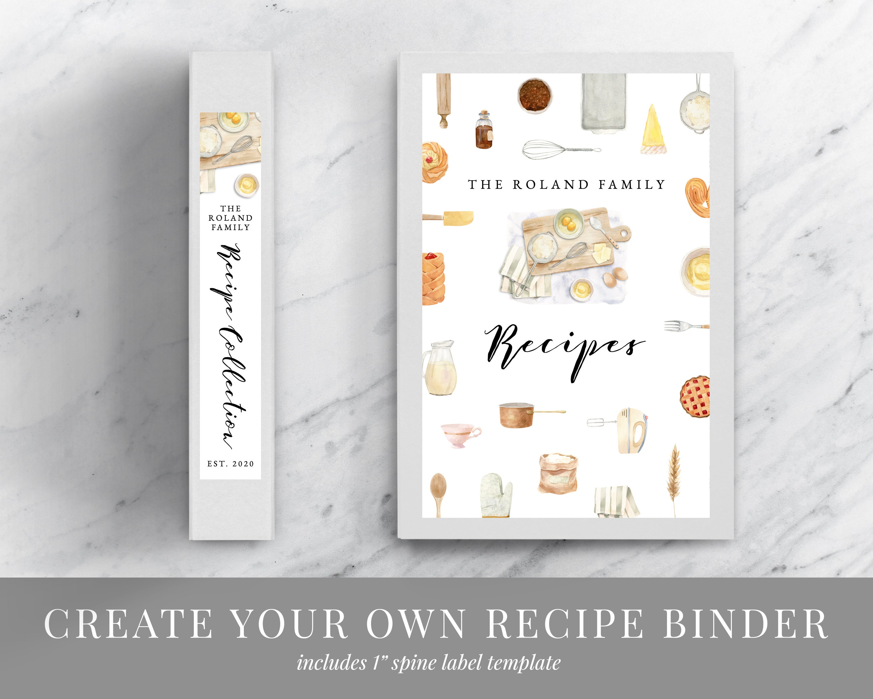Kitchen Utensils Mini Recipe Book Template Download Half Size | Etsy