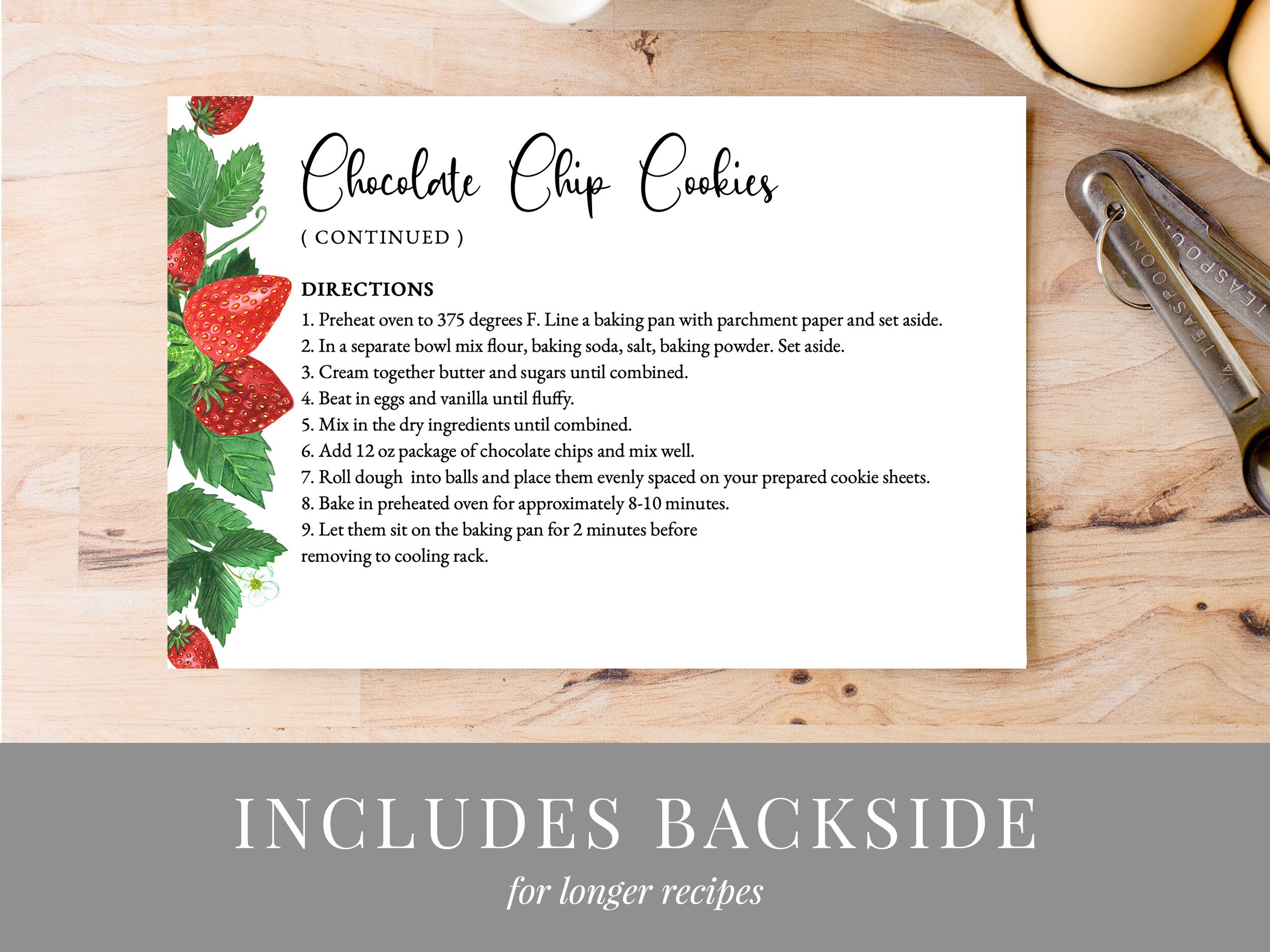 Editable Strawberry Recipe Card Template, Printable 4x6 Berry Recipe ...