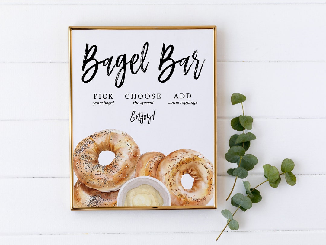 Bridal Shower Brunch Bagel Bar Sign Template, Printable Wedding Brunch ...