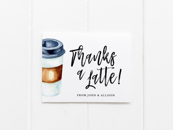 Thanks a Latte Thank You Card Download Printable Coffee Thank - Etsy