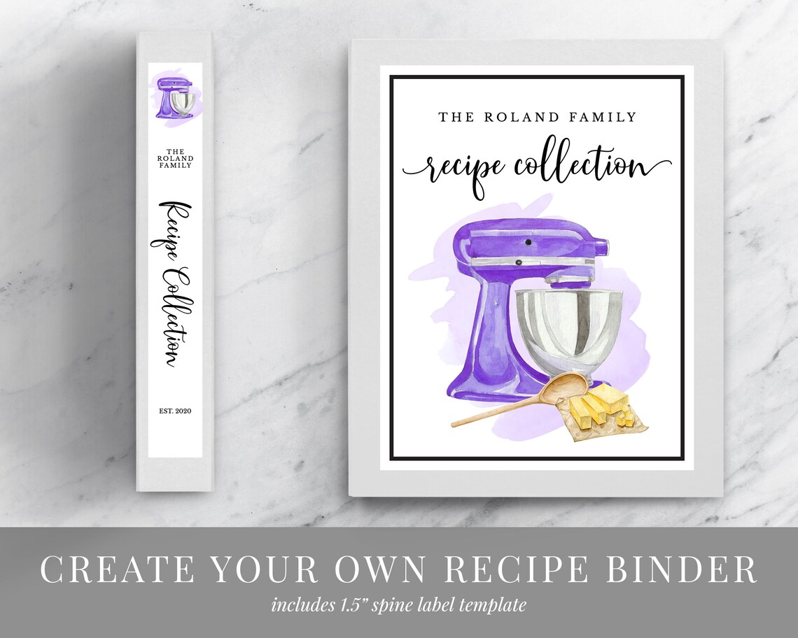Purple Mixer Recipe Book Printable Cookbook Template | Etsy