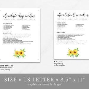 Printable Sunflower Recipe Book Template Download, Recipe Template ...