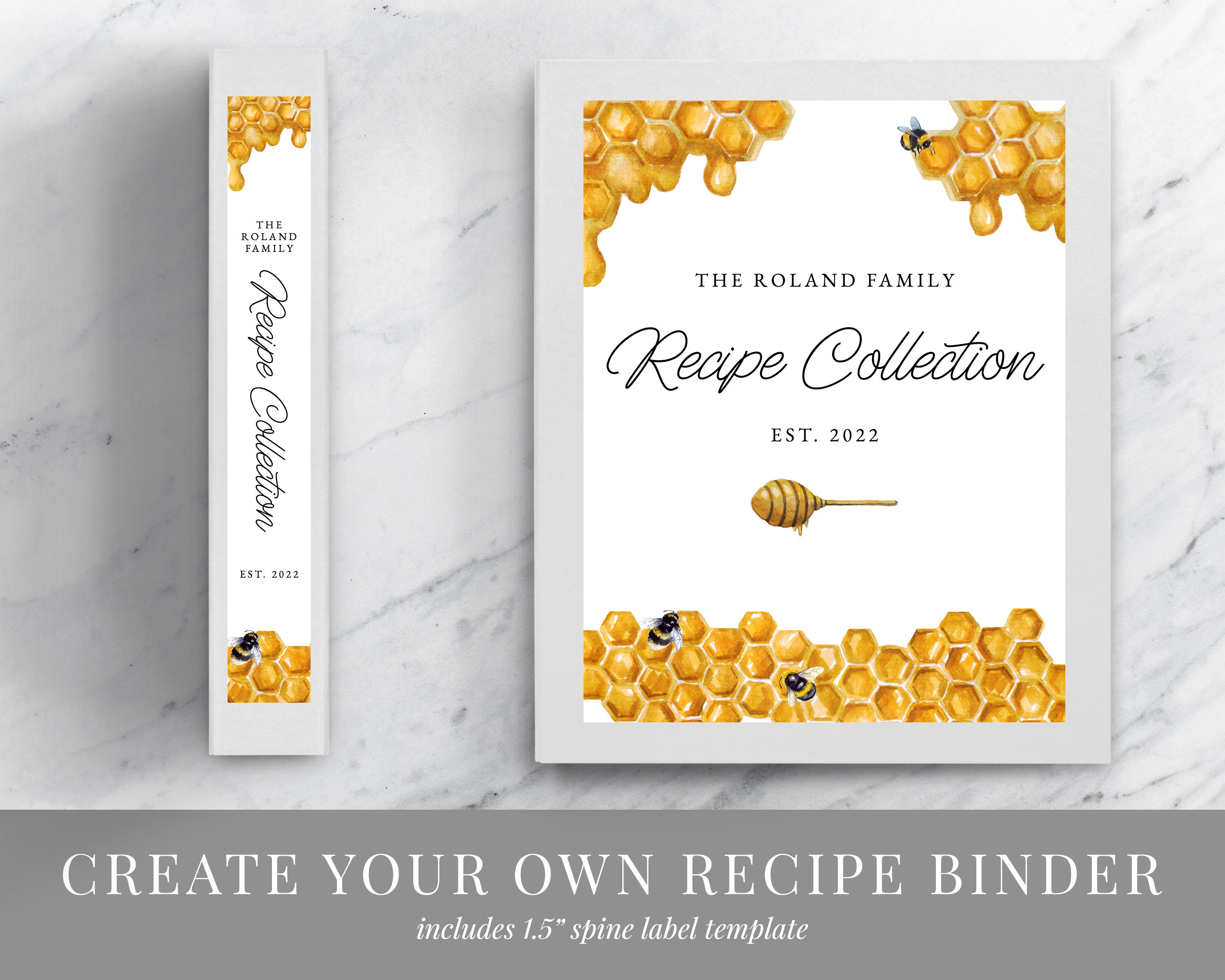 Honey Bee Recipe Book Template Download Printable Recipe | Etsy