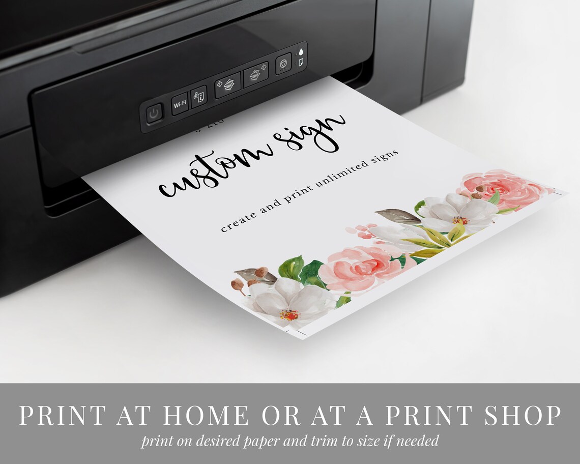 Custom Sign Template, Printable Sign Template, Floral Wedding Sign ...