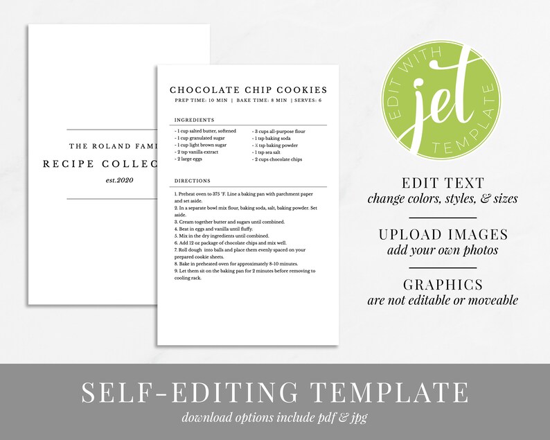 Printable Mini Recipe Book Template Download Half Size Recipe | Etsy