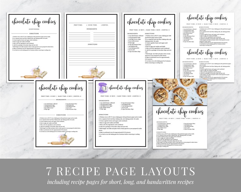 Purple Mixer Recipe Book Printable, Cookbook Template, Printable Recipe ...