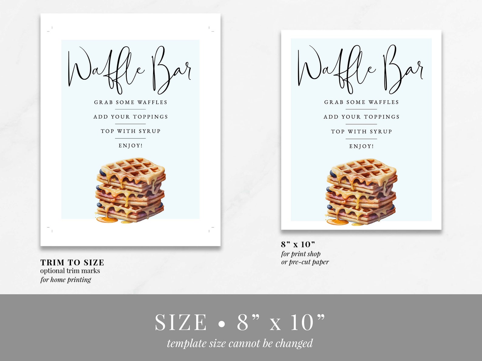Waffle Bar Sign Template, Printable Bridal Shower Brunch Waffle Bar ...