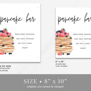 Pancake Bar Sign Template, Bridal Shower Brunch Pancake Station Sign ...