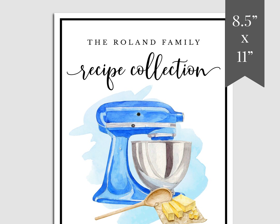 Blue Mixer Recipe Book Template Download Printable Recipe - Etsy