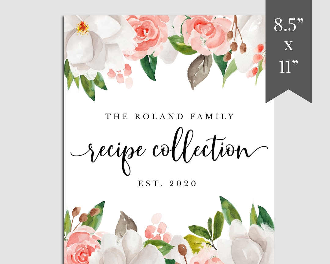 Floral Recipe Cookbook Template Download Family Recipe - Etsy