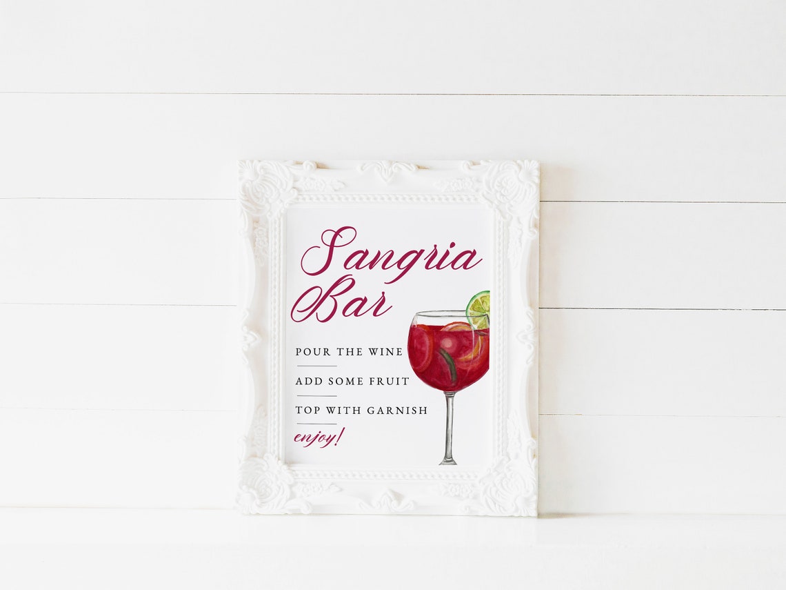 Sangria Bar Sign Template Printable Wine Sangria Bar Sign - Etsy