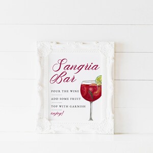 Sangria Bar Sign Template Printable Wine Sangria Bar Sign - Etsy
