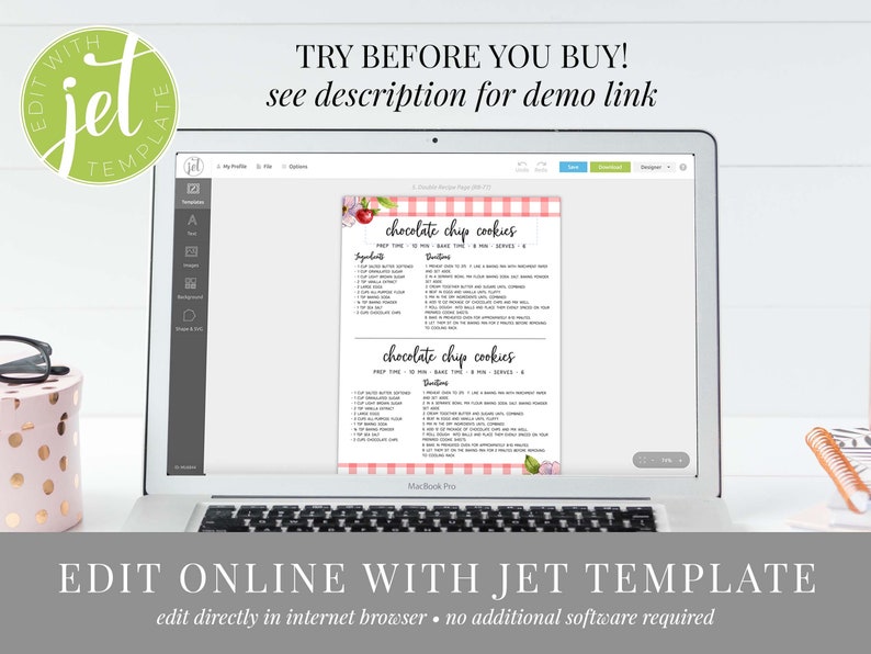 Red Gingham Polka Dot Recipe Book Template Printable Cookbook - Etsy