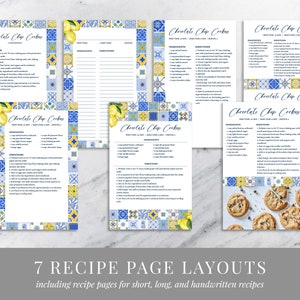 Spanish Tiles Mini Recipe Cookbook Template, Mediterranean Tiles Mini ...