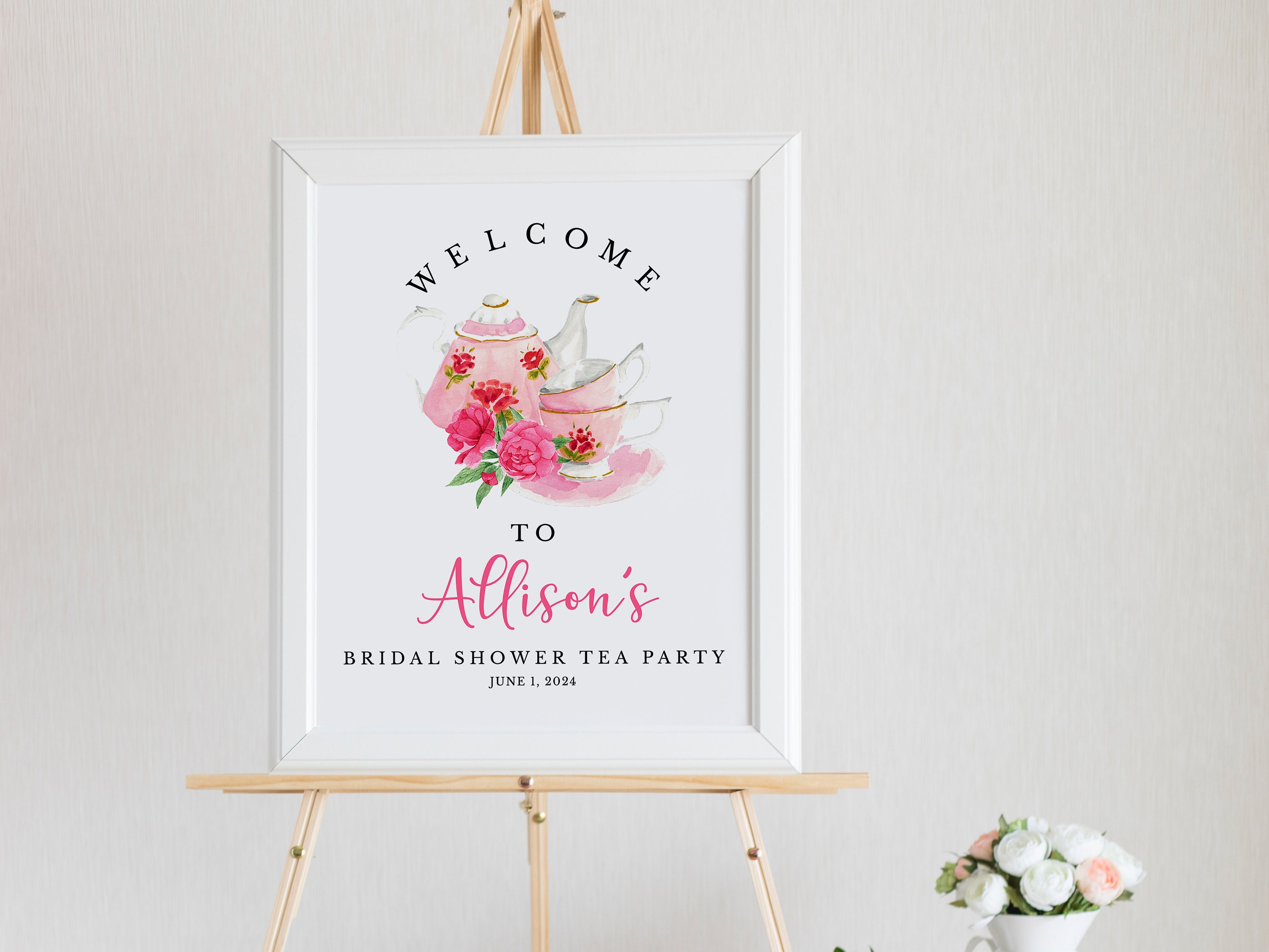 Printable Bridal Shower Afternoon Tea Party Welcome Sign | Etsy