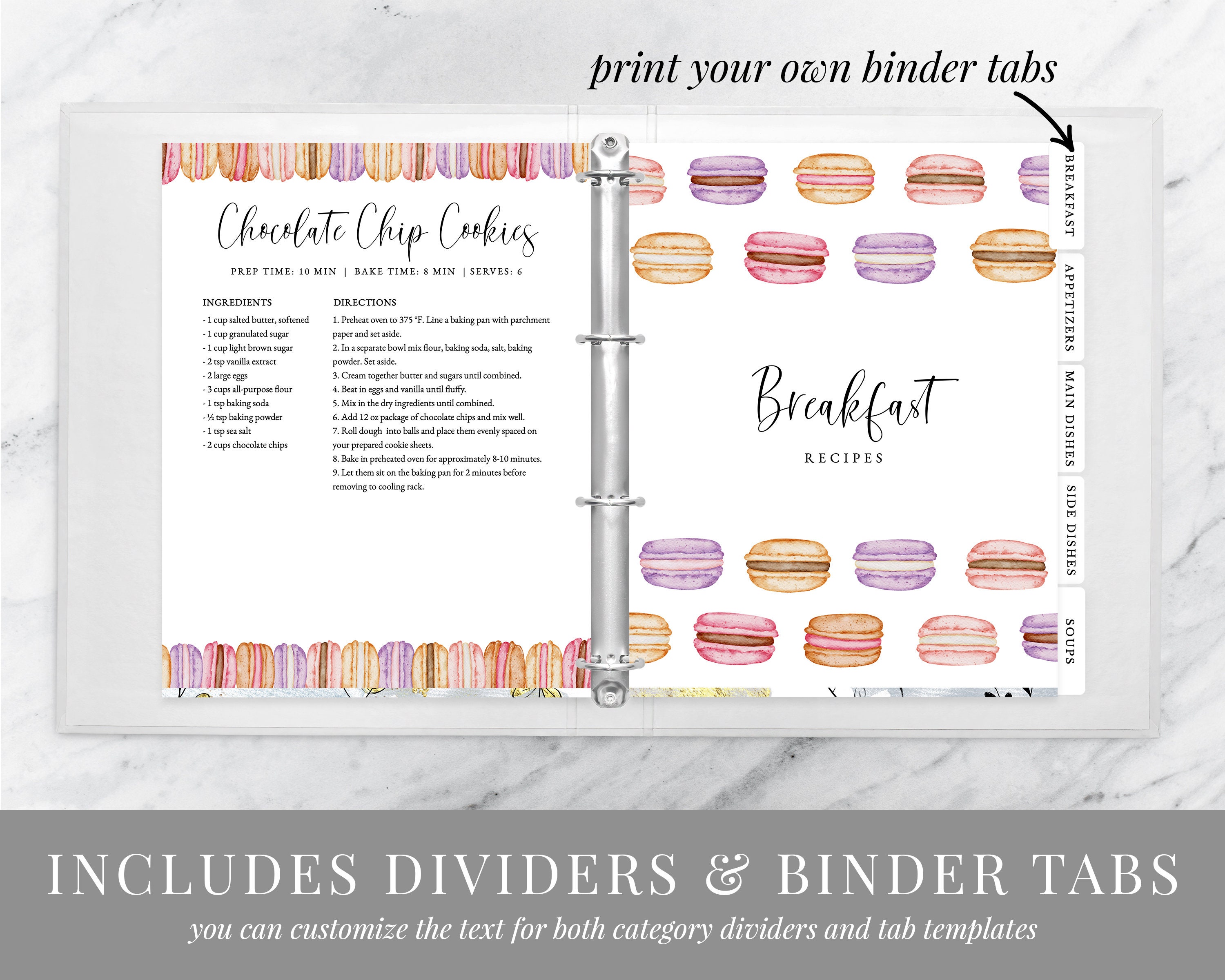 French Macaron Recipe Book Template, Printable Recipe Binder Template ...
