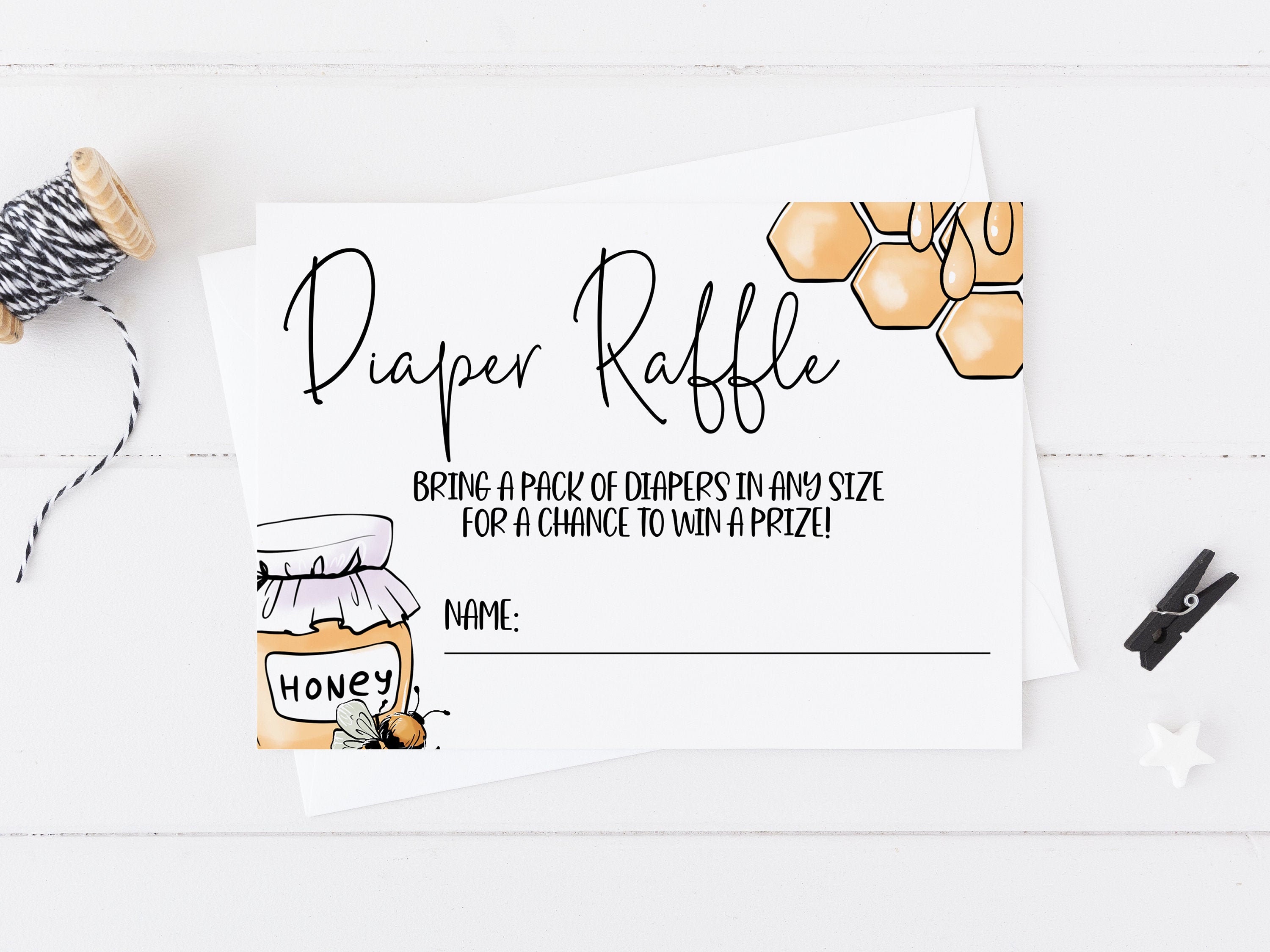 Printable Diaper Raffle Card Template Teddy Bear Baby Shower | Etsy