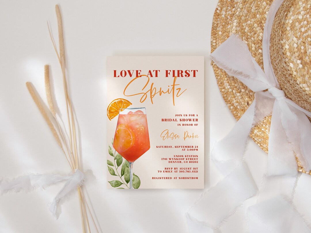 Love at First Spritz Bridal Shower Invitation Download, Printable ...