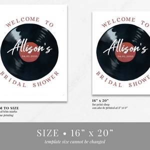 Vinyl Record Bridal Shower Welcome Sign Template, Printable Vintage ...