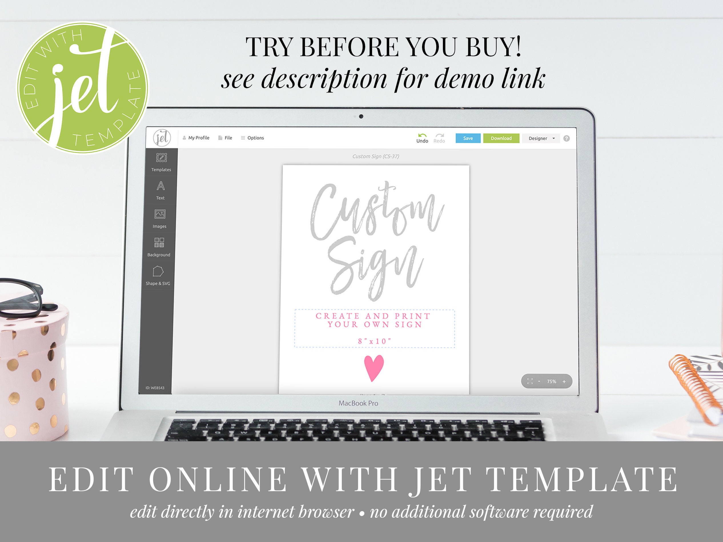 Printable Custom Sign Template, Minimalist Pink and Grey Custom Sign ...