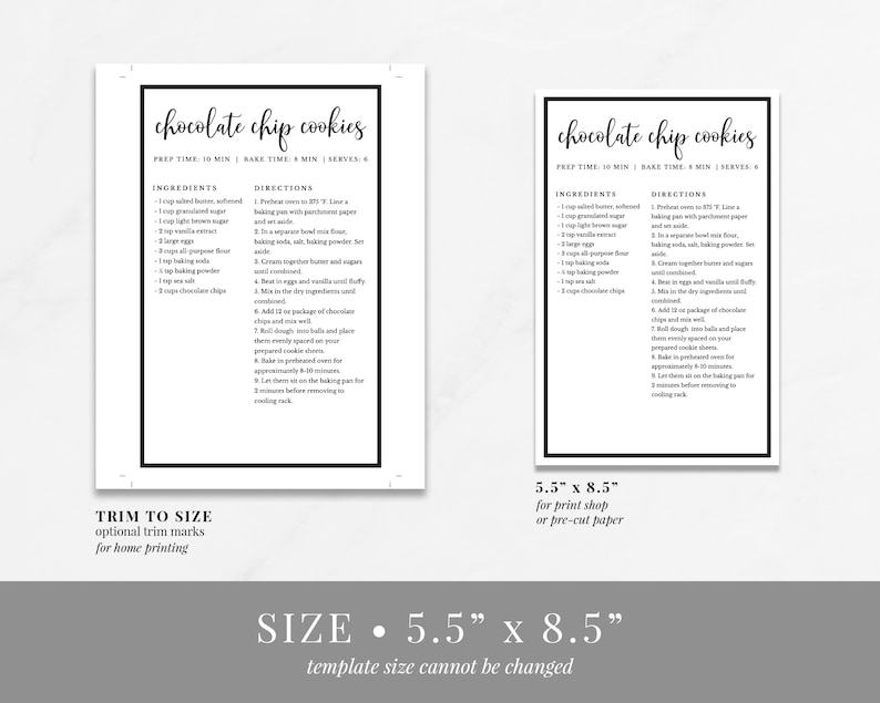 Navy Half Size Recipe Template Printable Mini Recipe Book - Etsy
