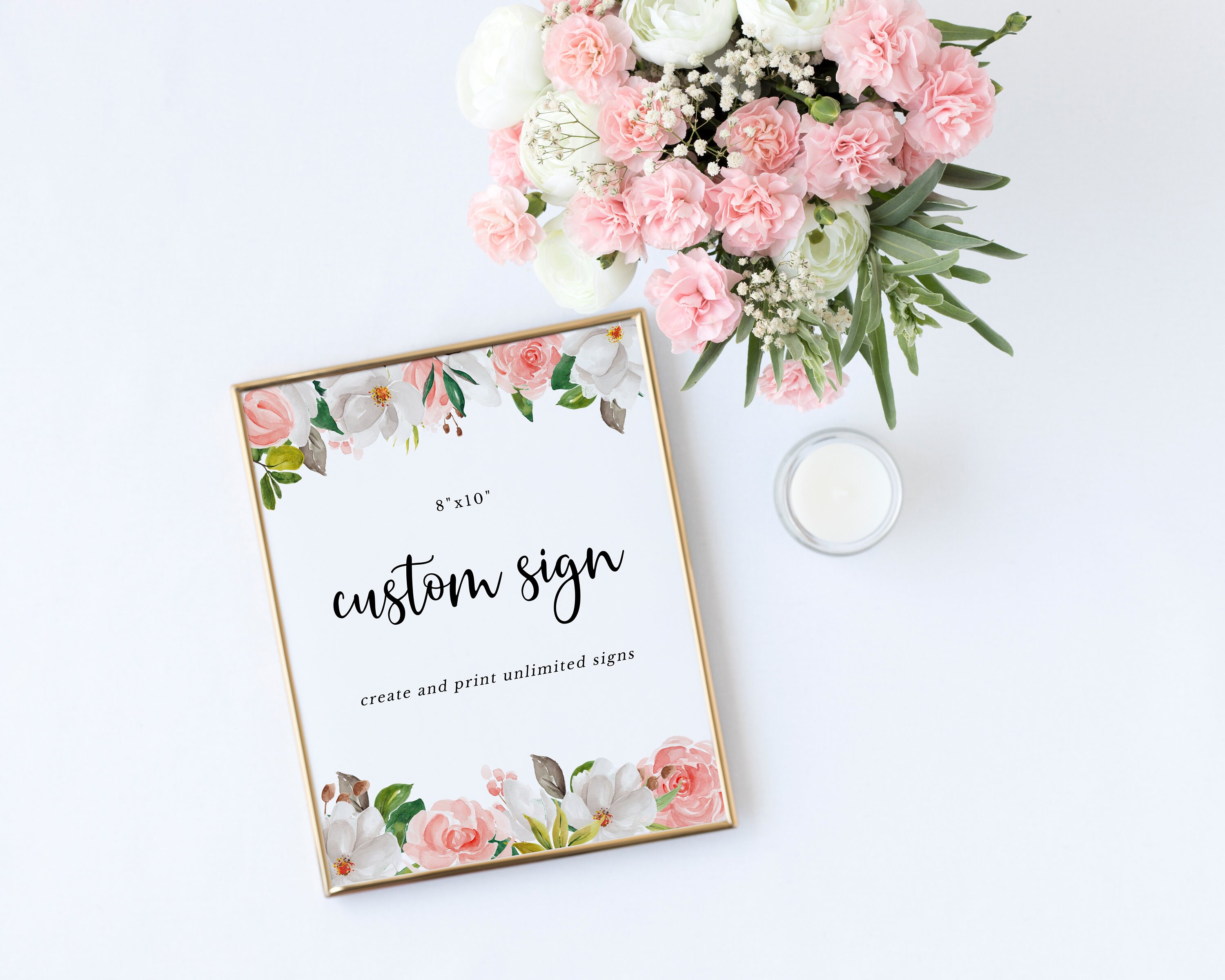 Custom Sign Template Printable Sign Template Floral Wedding | Etsy