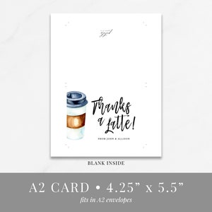 Thanks a Latte Thank You Card Download, Printable Coffee Thank You Note ...