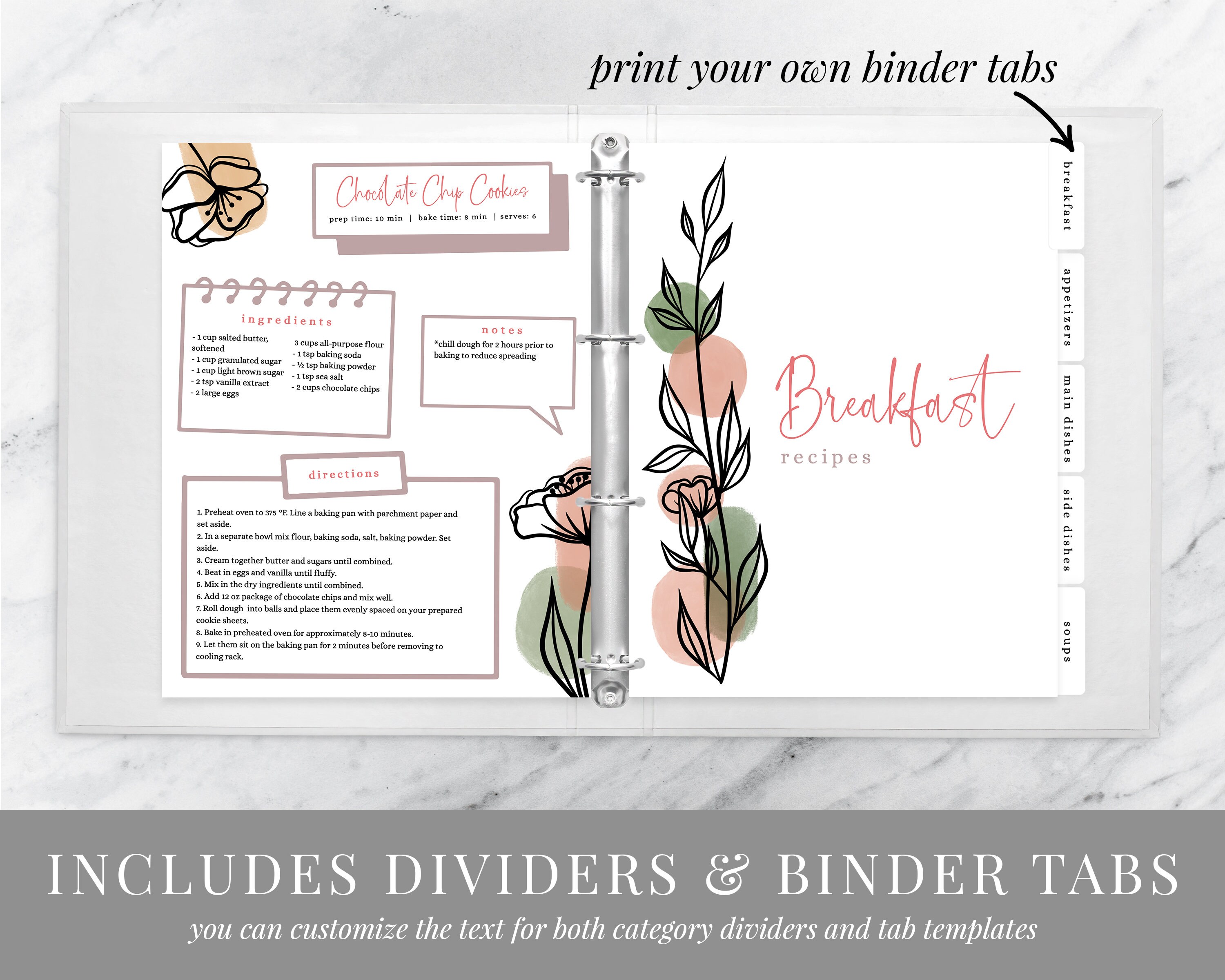 Bullet Journal Recipe Book Template Editable Recipe Cookbook - Etsy