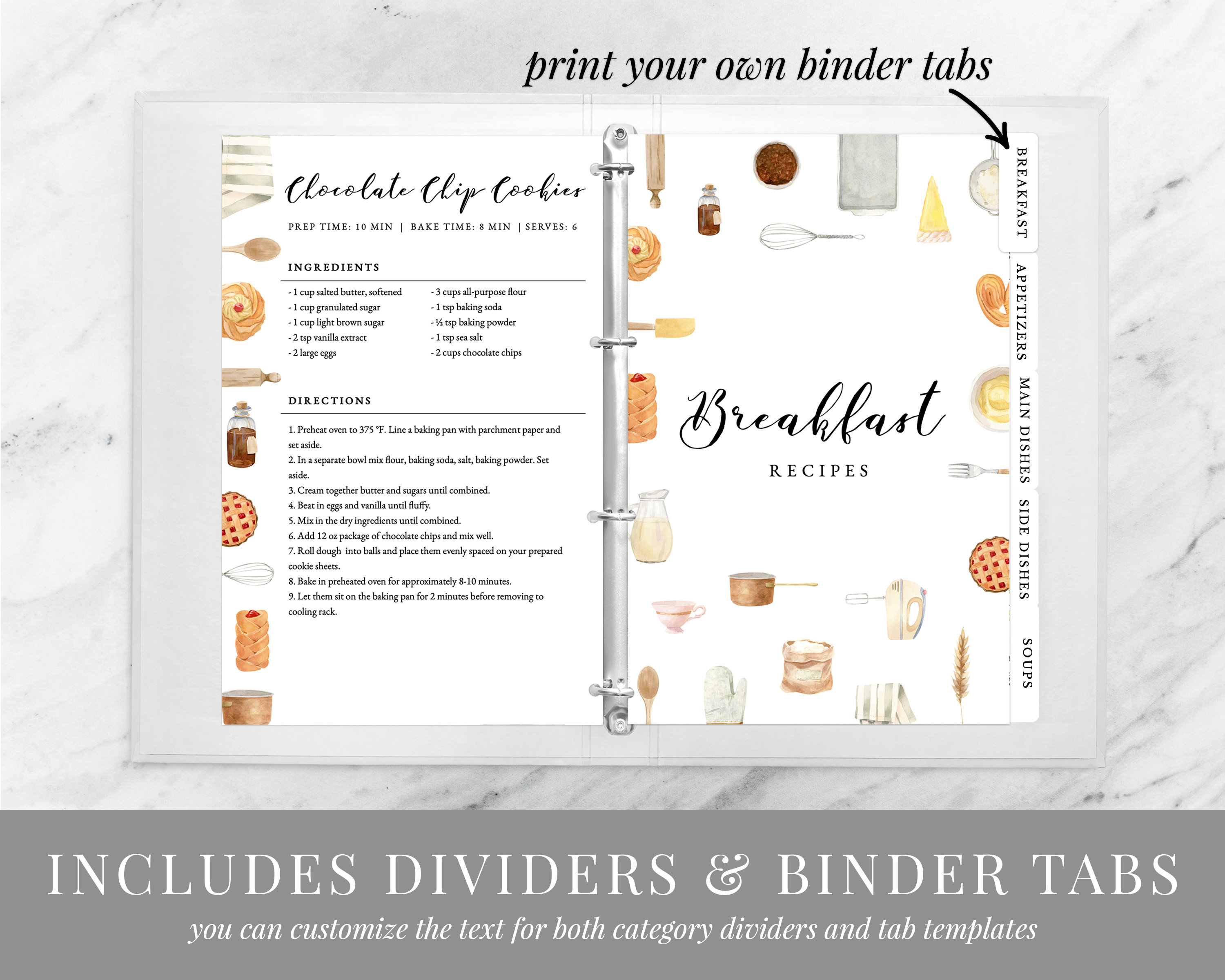 Kitchen Utensils Mini Recipe Book Template Download Half Size | Etsy