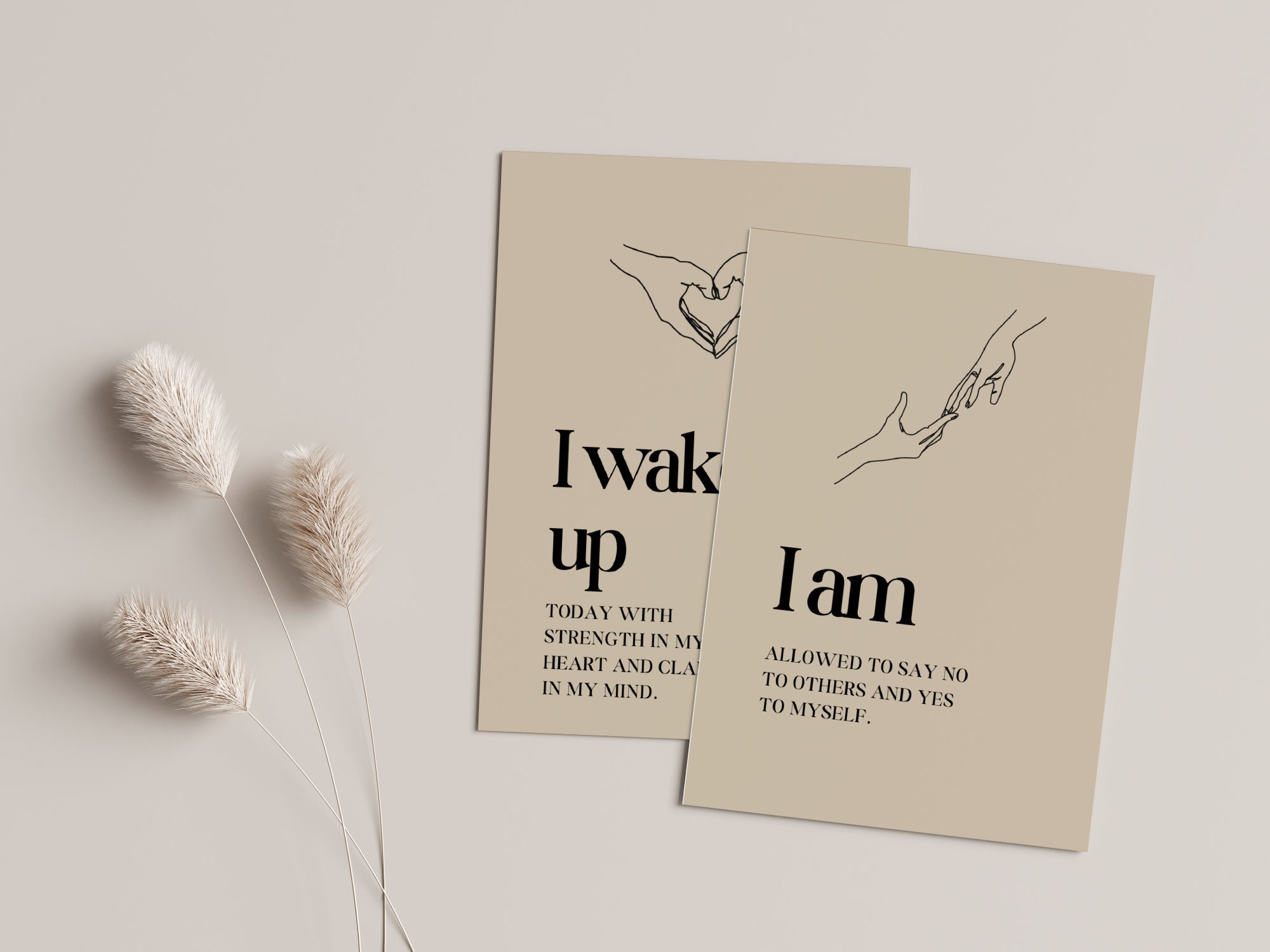 Printable Boho Affirmation Cards, Positivity Quotes, Minimalist Cards ...