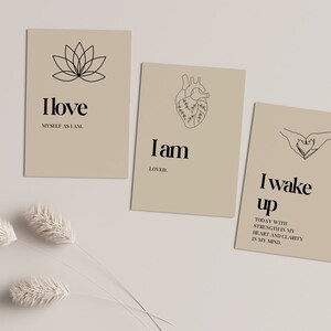 Printable Boho Affirmation Cards, Positivity Quotes, Minimalist Cards ...