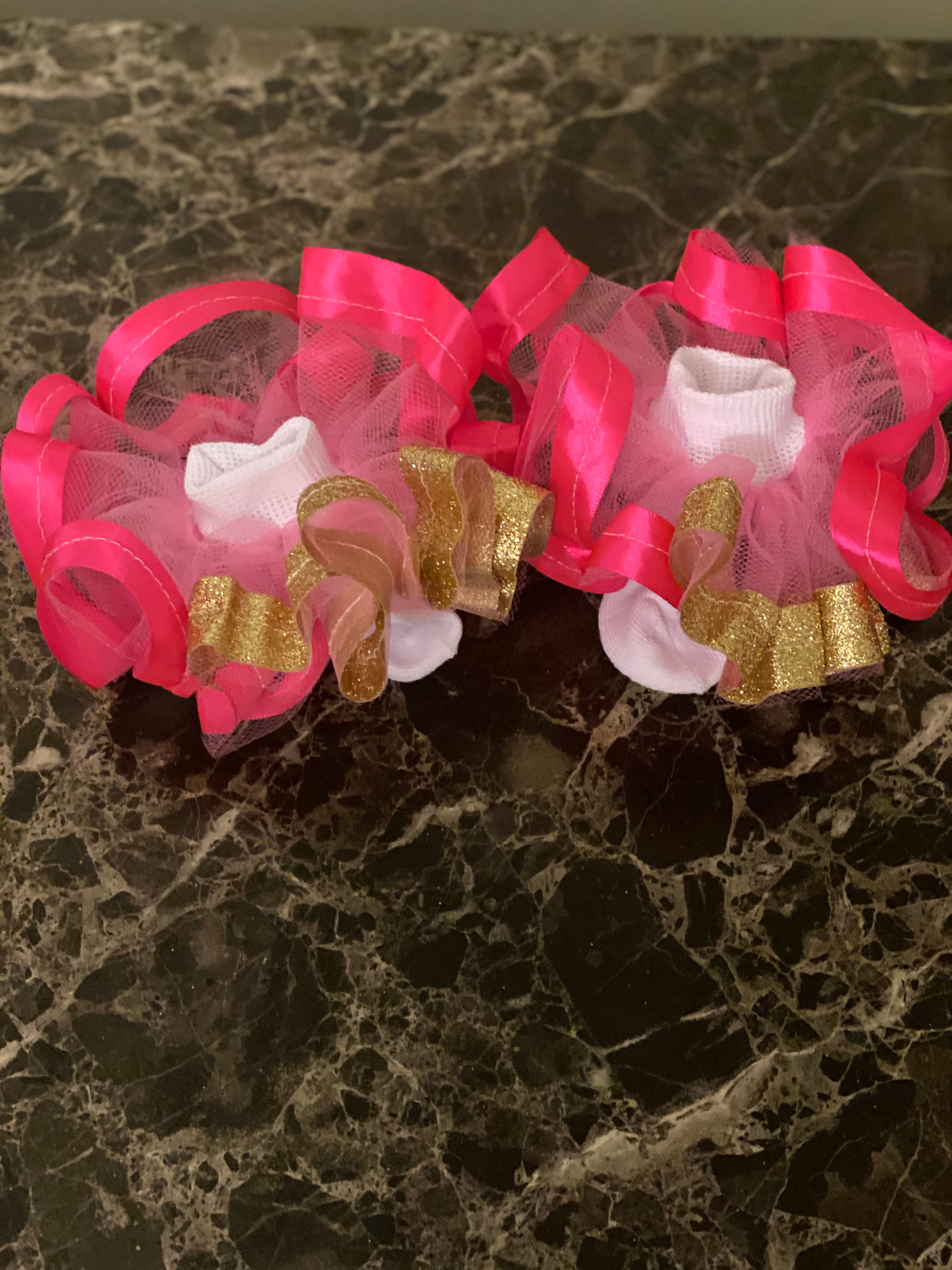 Girls Pink and Gold Ruffle Socks | Etsy