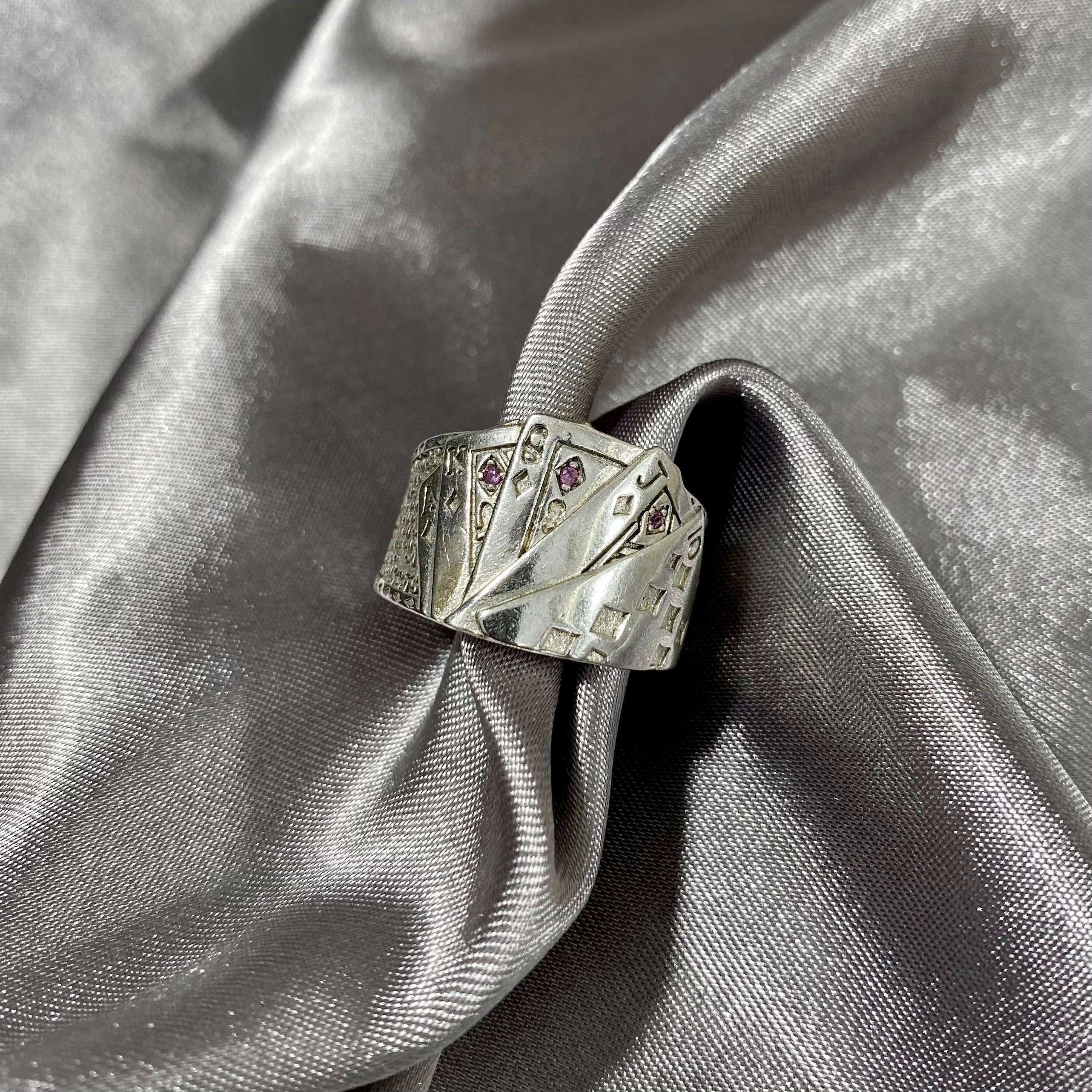 Playing Card Ring Silver Silver Ring Mens Adjustable Ring | Etsy