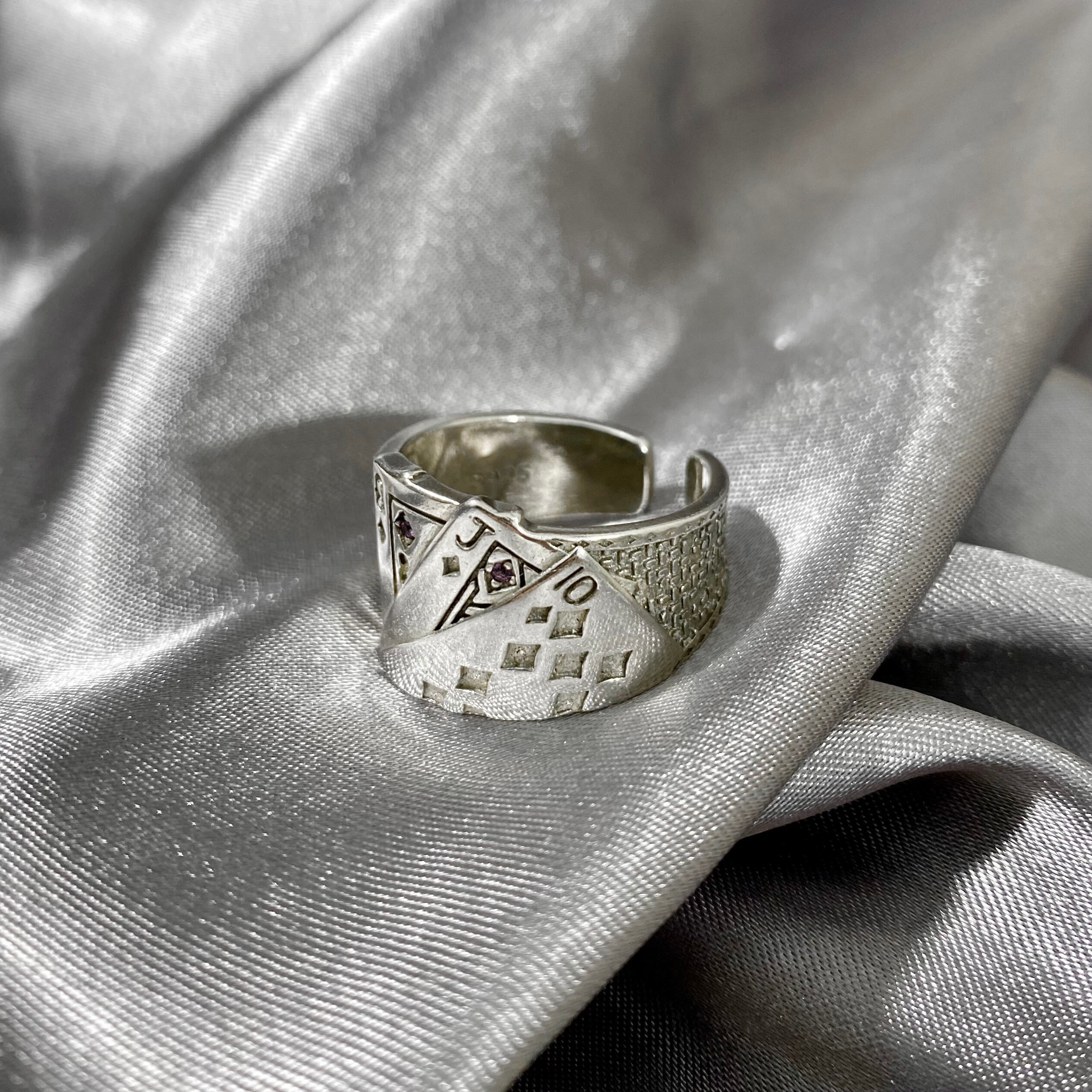 Playing Card Ring Silver Silver Ring Mens Adjustable Ring | Etsy