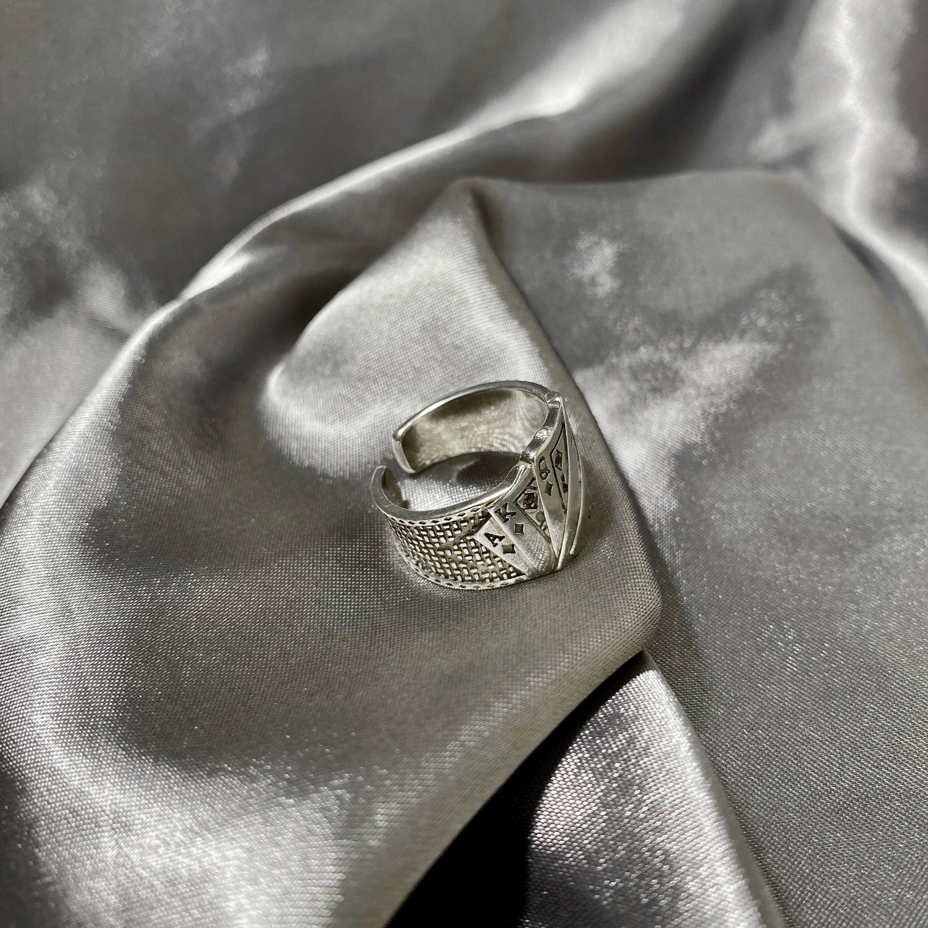 Playing Card Ring Silver Silver Ring Mens Adjustable Ring | Etsy