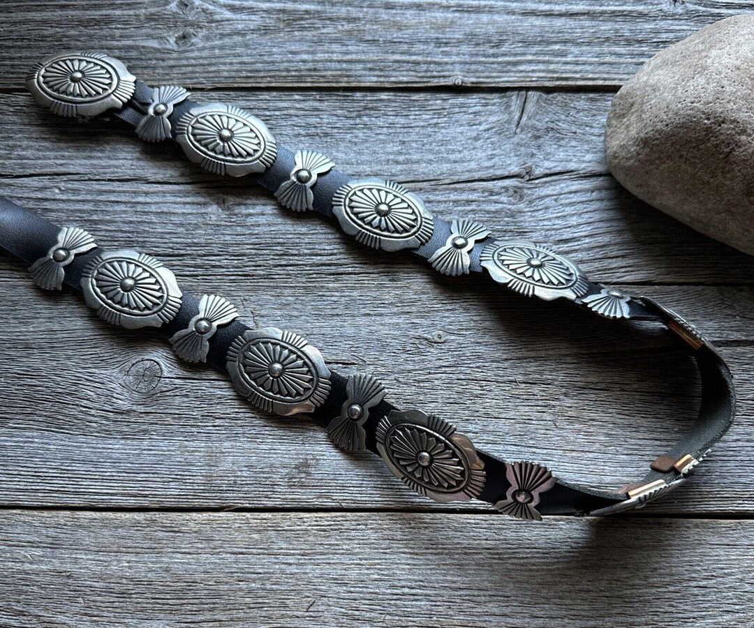Native American Navajo Sterling Silver Concho Belt. Signed - Etsy