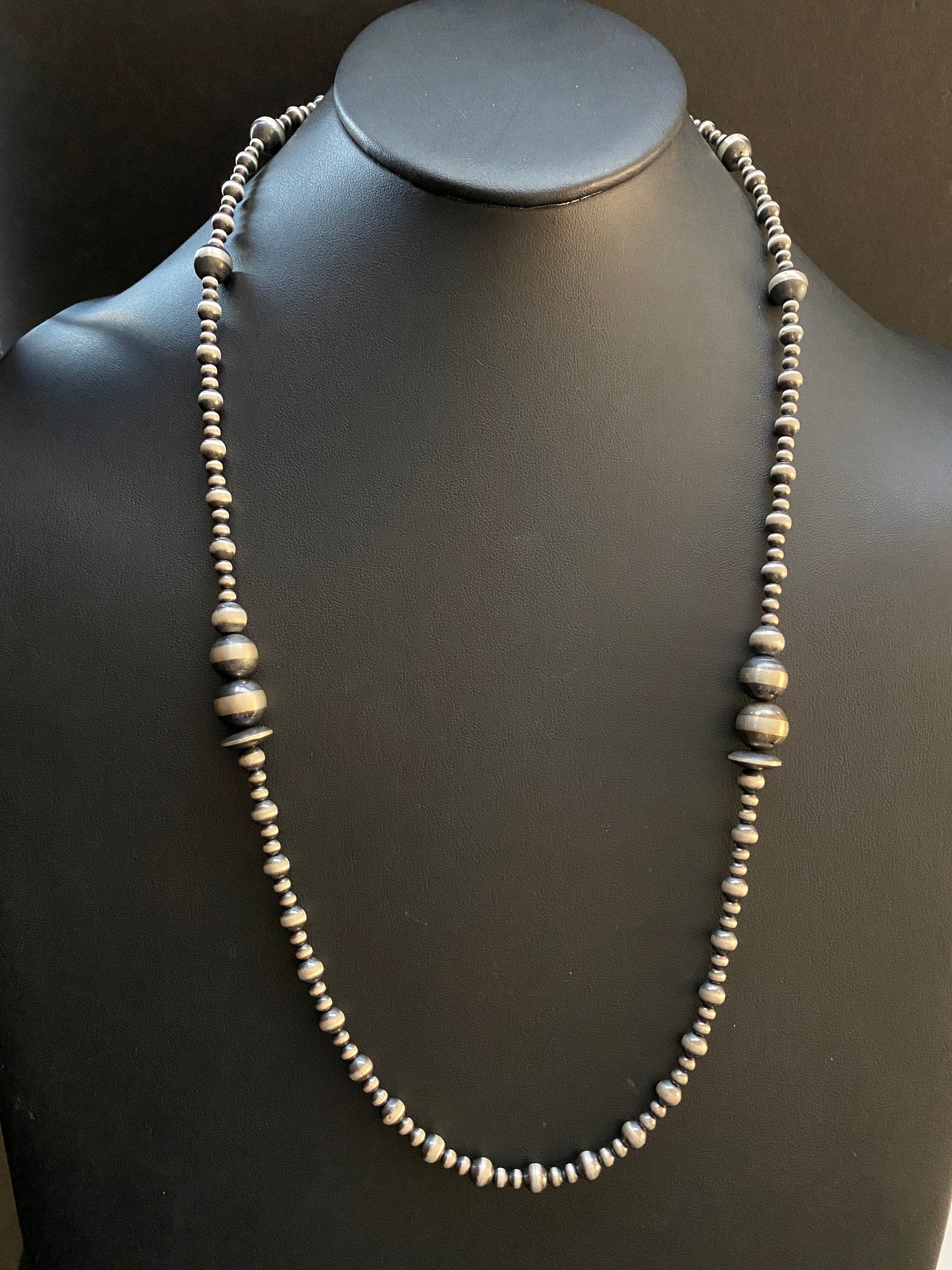 Sterling Silver Pearls Bead Necklace 24 Inch Etsy