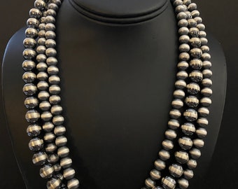 Sterling Silver Multi Strand Pearls Bead Necklace. 20 Inch. | Etsy