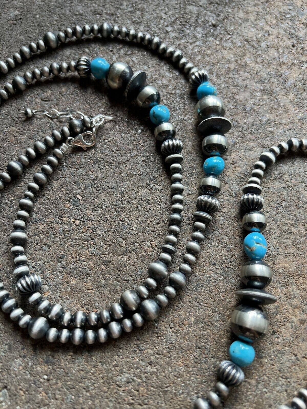 60 Sterling Silver Sleeping Beauty Turquoise Pearls Bead - Etsy