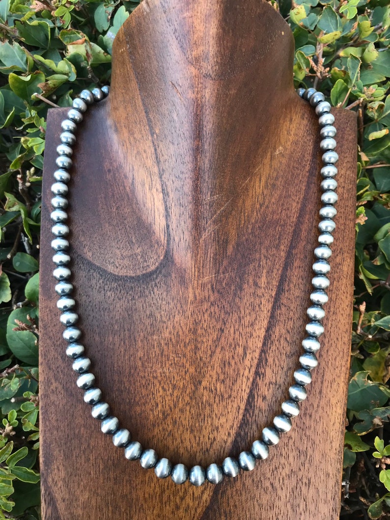 Sterling Silver 7mm Pearls Bead Necklace. | Etsy