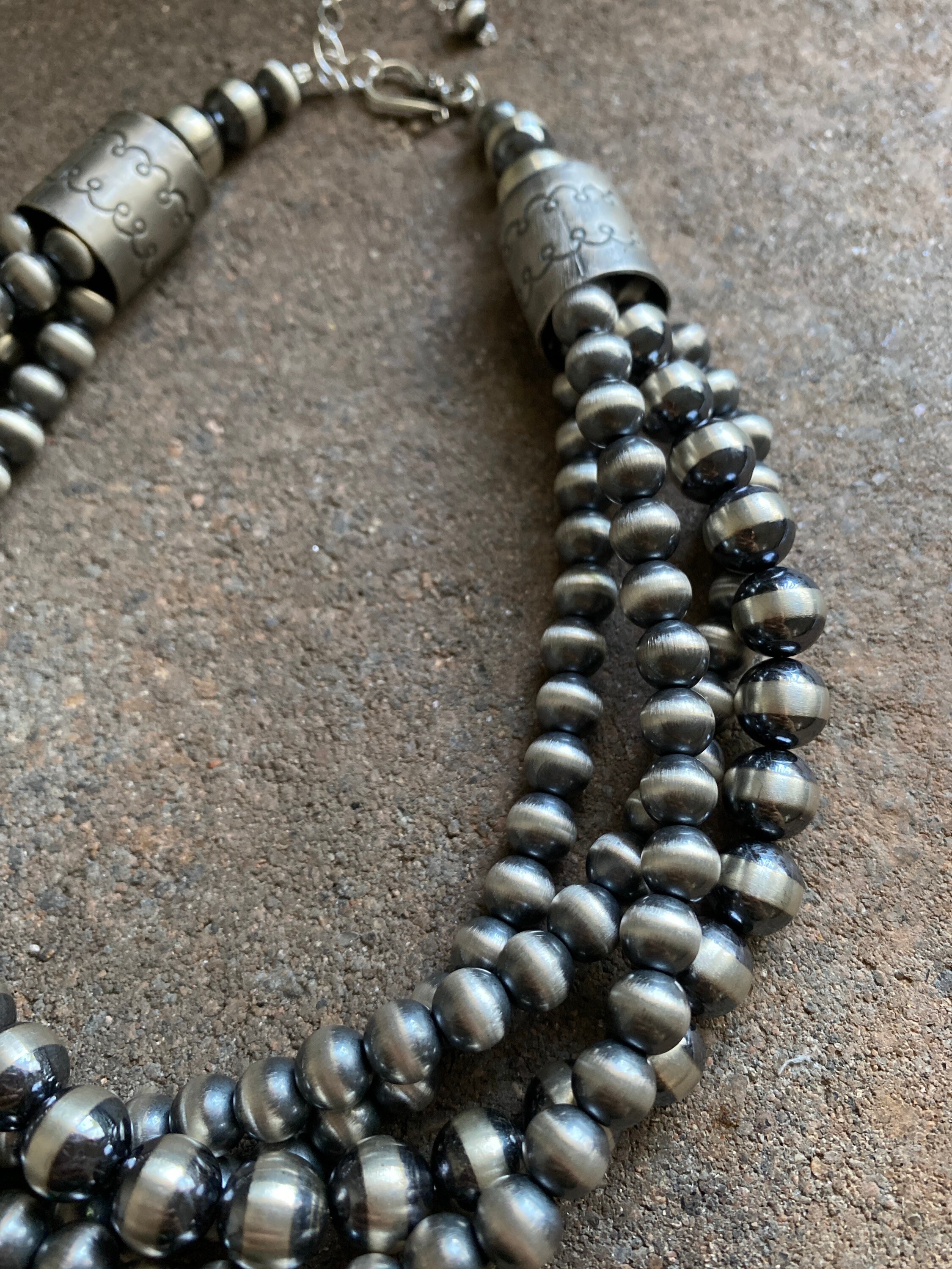 Buy Sterling Silver Multi Strand Pearls Bead Necklace. 15.5 Inch Choker ...