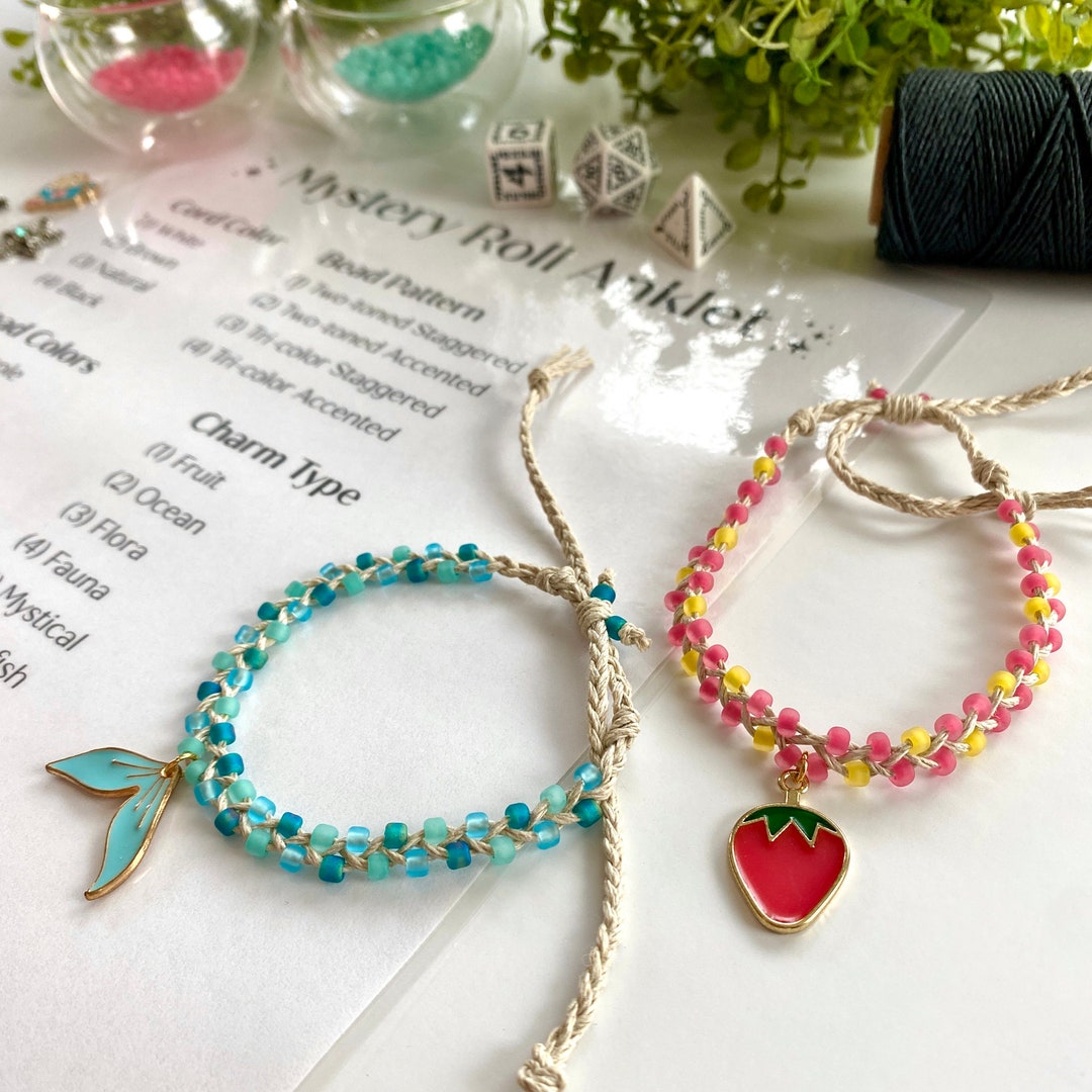 Mystery Anklet, Surprise Braided Anklet, Beaded Hemp Anklet, Adjustable ...