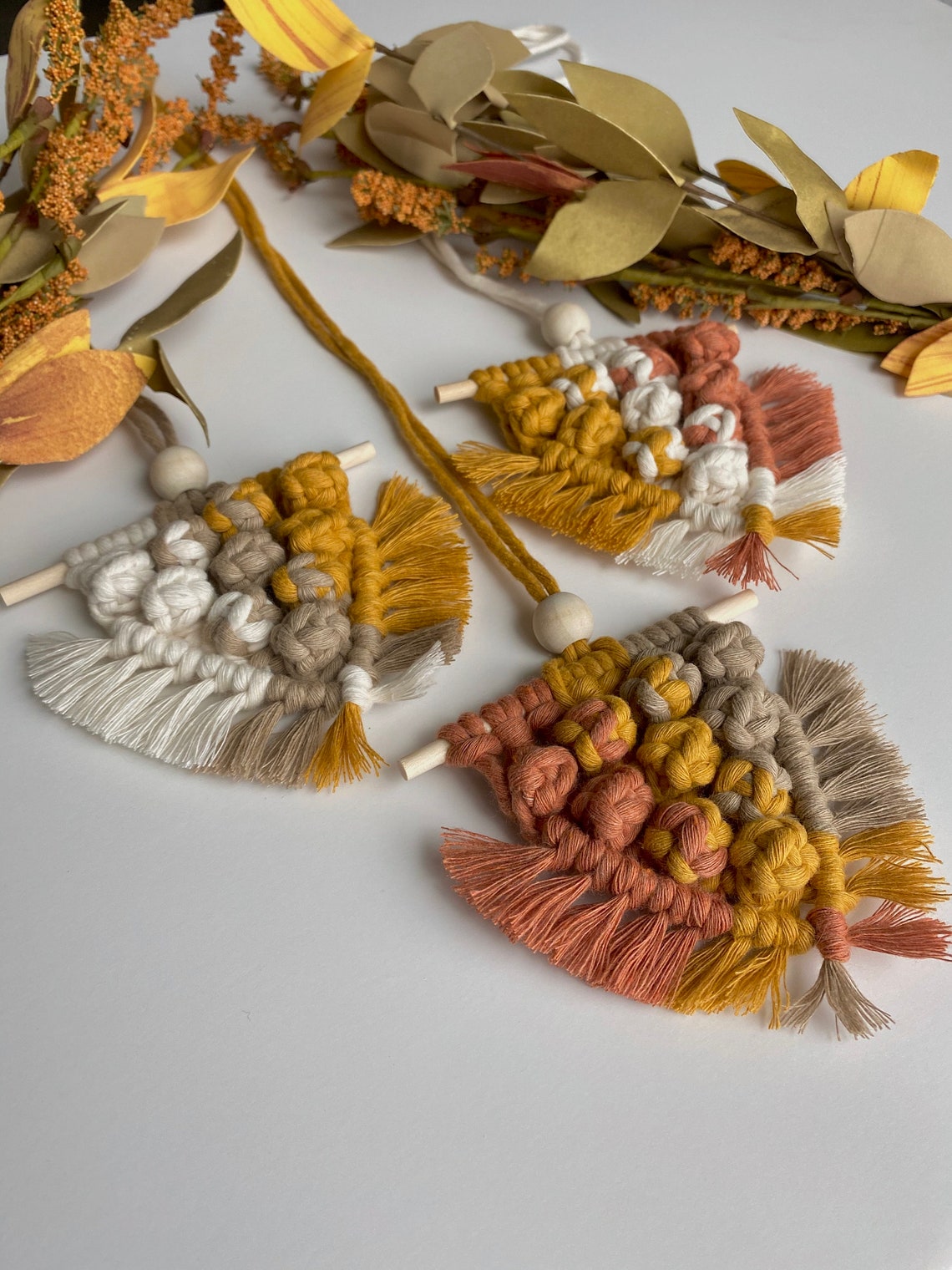 Fall Macrame Car Charm Mini Macrame Car Diffuser Boho Car Charm Modern ...