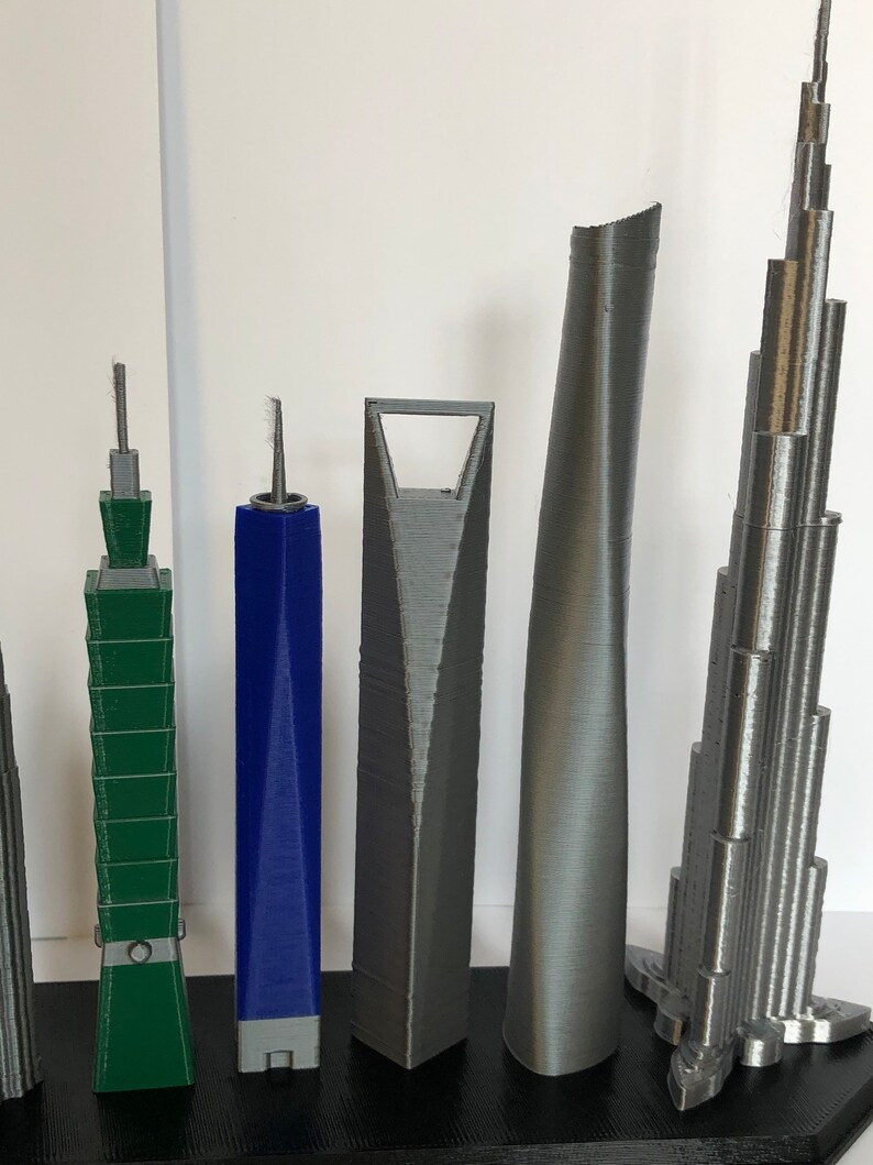 3D Printed 9 Piece Set of 8 Skyscrapers and Base Buildings - Etsy