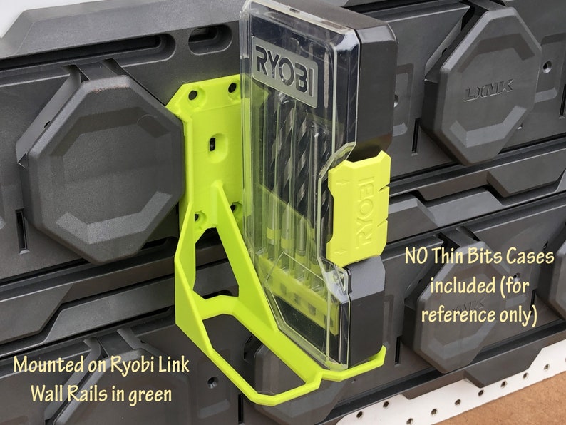 Double Thin Ryobi Bits Case Holder for Wall, Pegboard, or Ryobi Link ...