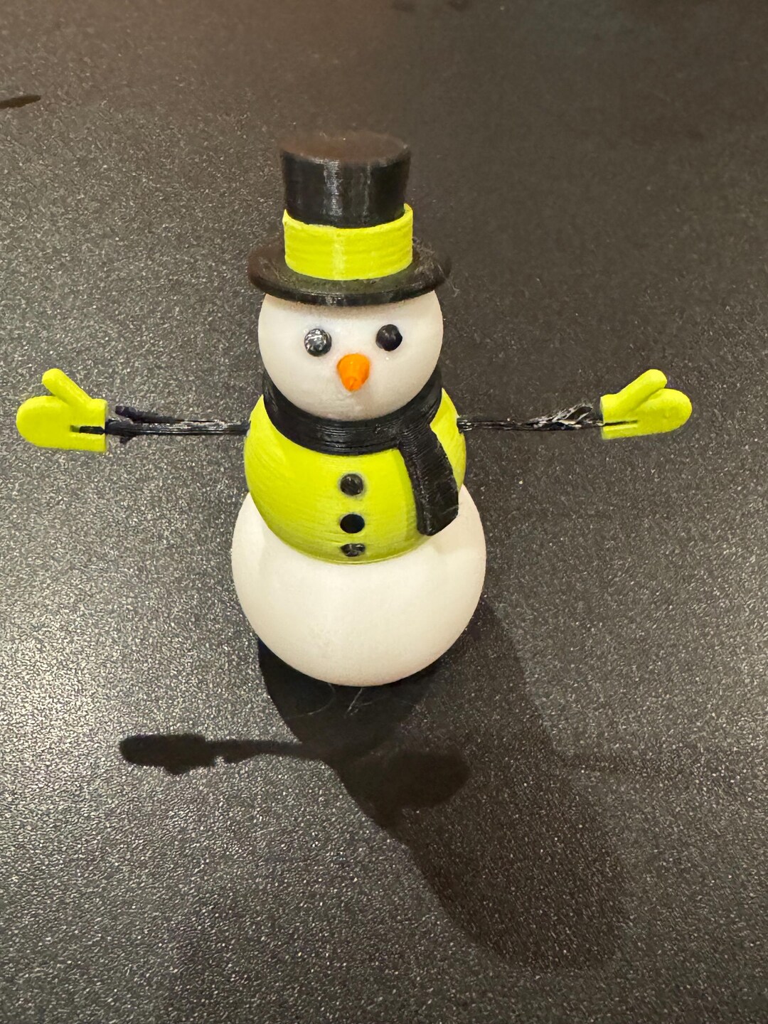 3D Printed Ryobi Green Poseable Snowman 3.25” Tall Figurine Toy Winter ...