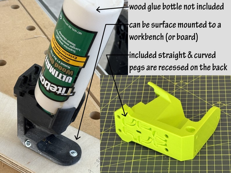 Holder for Wood Glue Bottle | Holds Bottle With Tip Down | Garage or ...