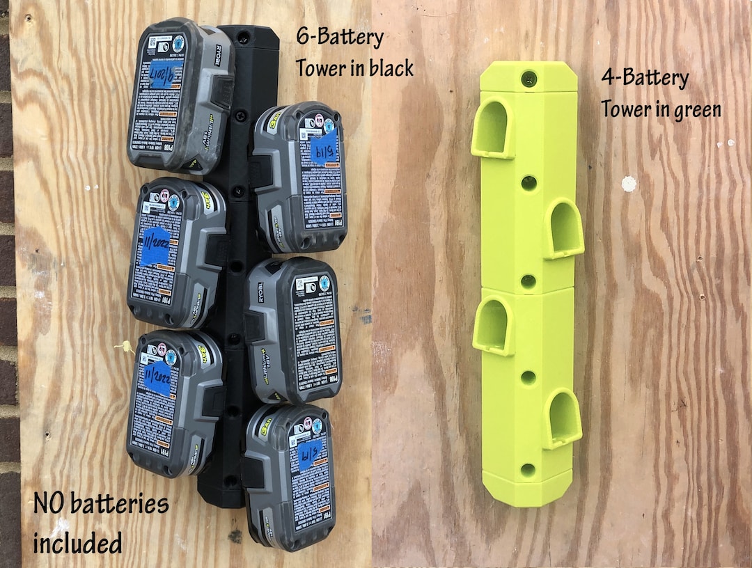 Battery Storage Tower for Ryobi 18v One+ Batteries | Mounts to Wall ...