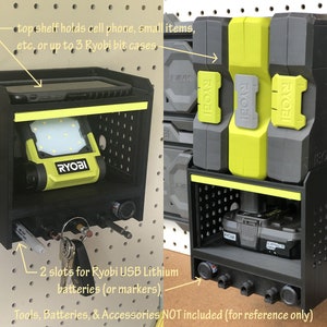 Mini Cabinet for Wall, Pegboard, or Ryobi Link Wall Rails Holds USB ...